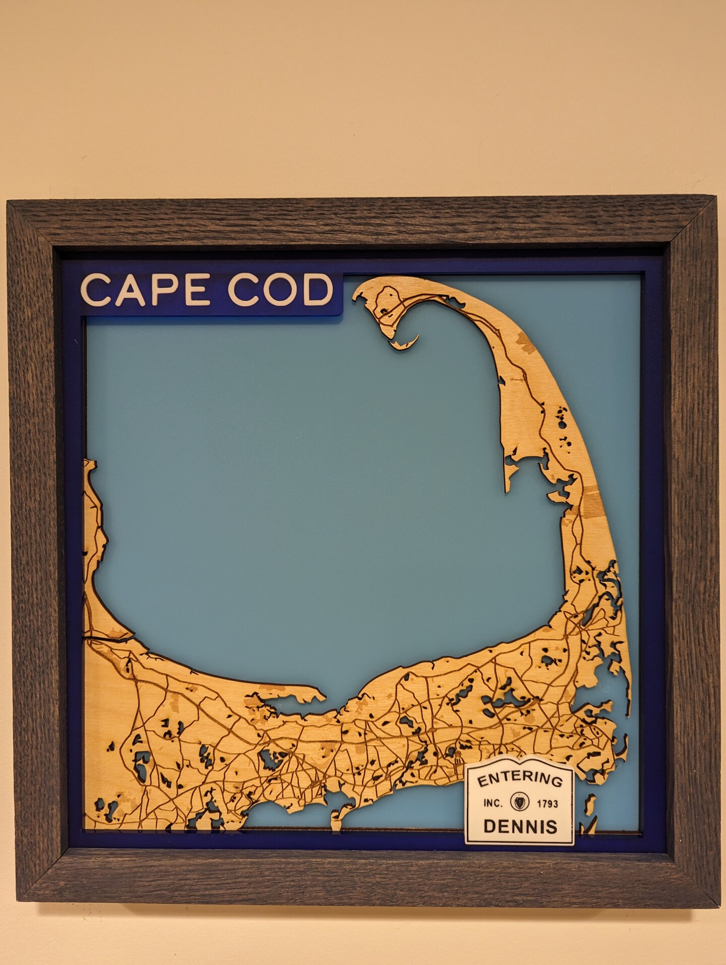 Cape Cod, MA 3D Layered Laser Map, 12x12, Framed | MakerPlace by Michaels