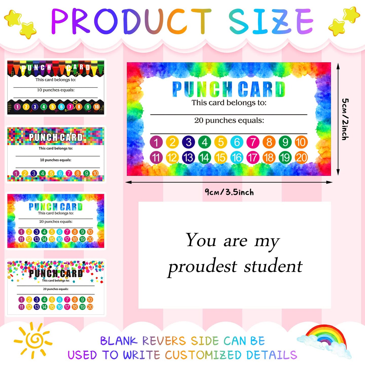 320 PCS Punch Cards, Incentive Loyalty Reward Card Student Awards ...