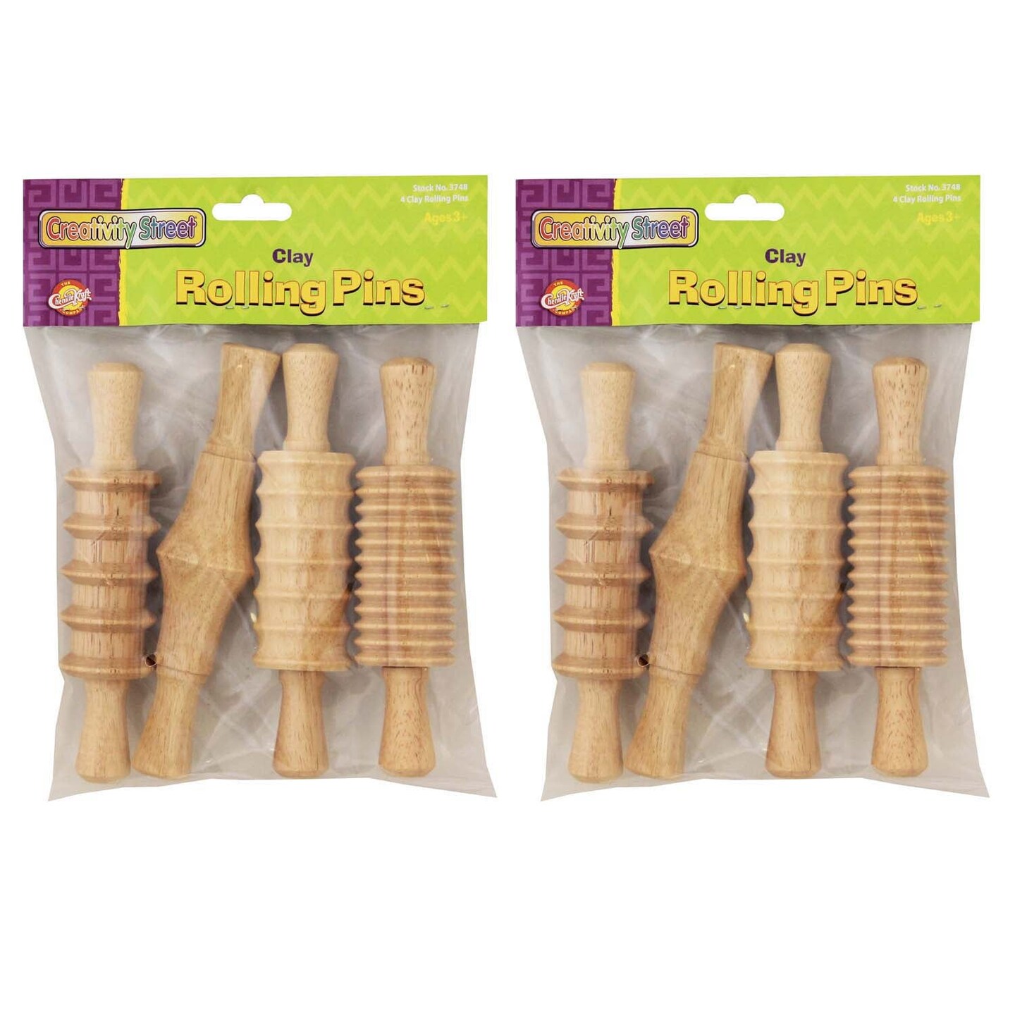 Wood Rolling Pin Set, 4 Patterns, 6", 4 Per Set, 2 Sets | Michaels