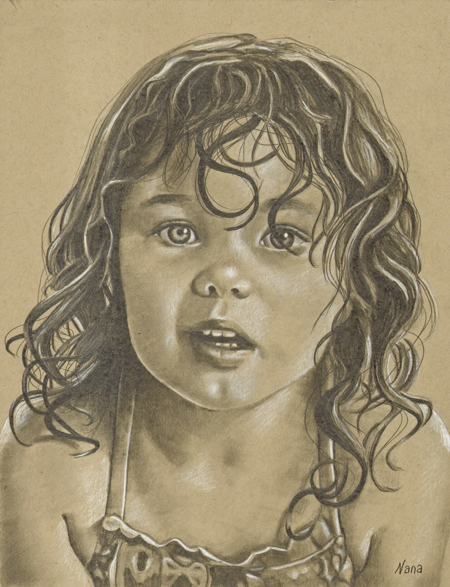 Custom Portraits Hand Drawn from Photographs - Black and White on Tan ...