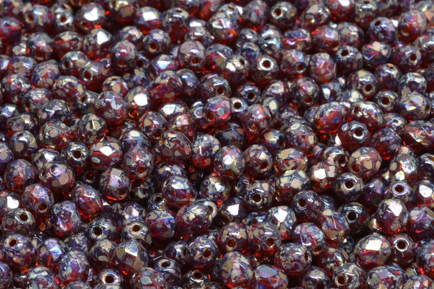 4mm Czech Fire Polish Beads, Light Siam Picasso, 50 pieces | Michaels