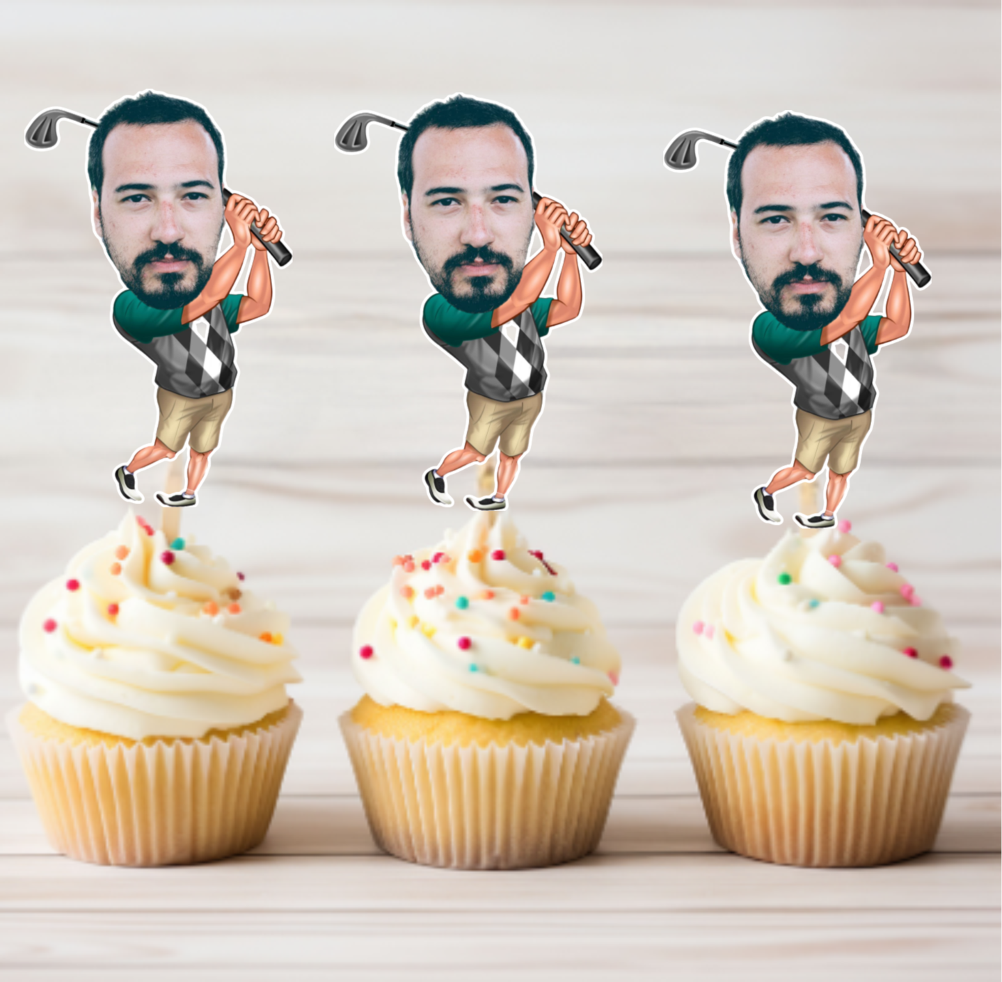 Custom Golf Cupcake Toppers - Custom Birthday Party Cupcake Toppers ...