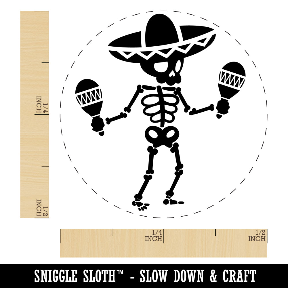 Day of Dead Skeleton with Sombrero and Maracas Self-Inking Rubber Stamp ...