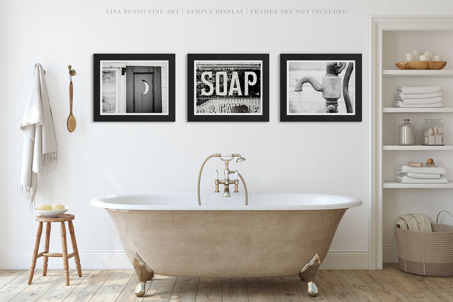 Black and White Rustic Farmhouse Bathroom Wall Decor | Art Prints Set ...