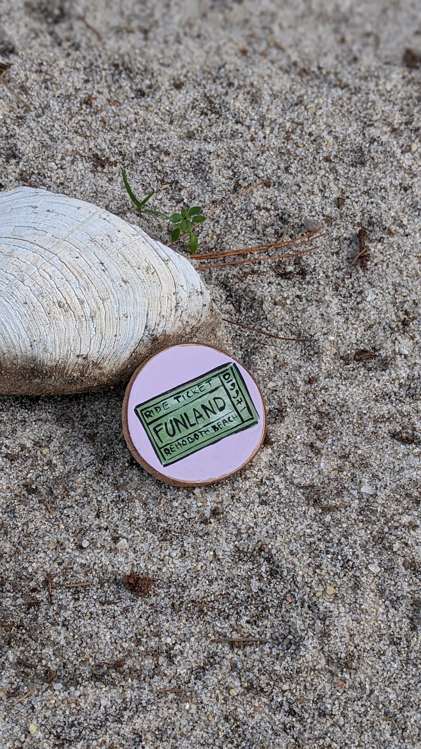 Rehoboth Beach Funland Wood Magnet - Hand Painted Ticket Illustration ...