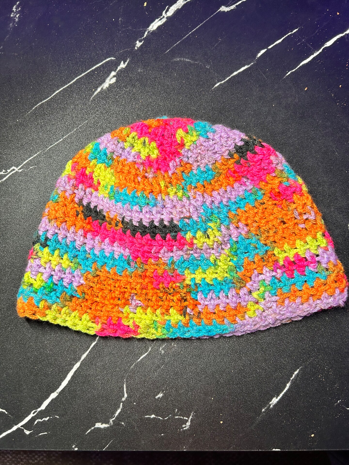 Hand Crochet Multicolored Bright Lightweight Beanie Unisex, Winter ...