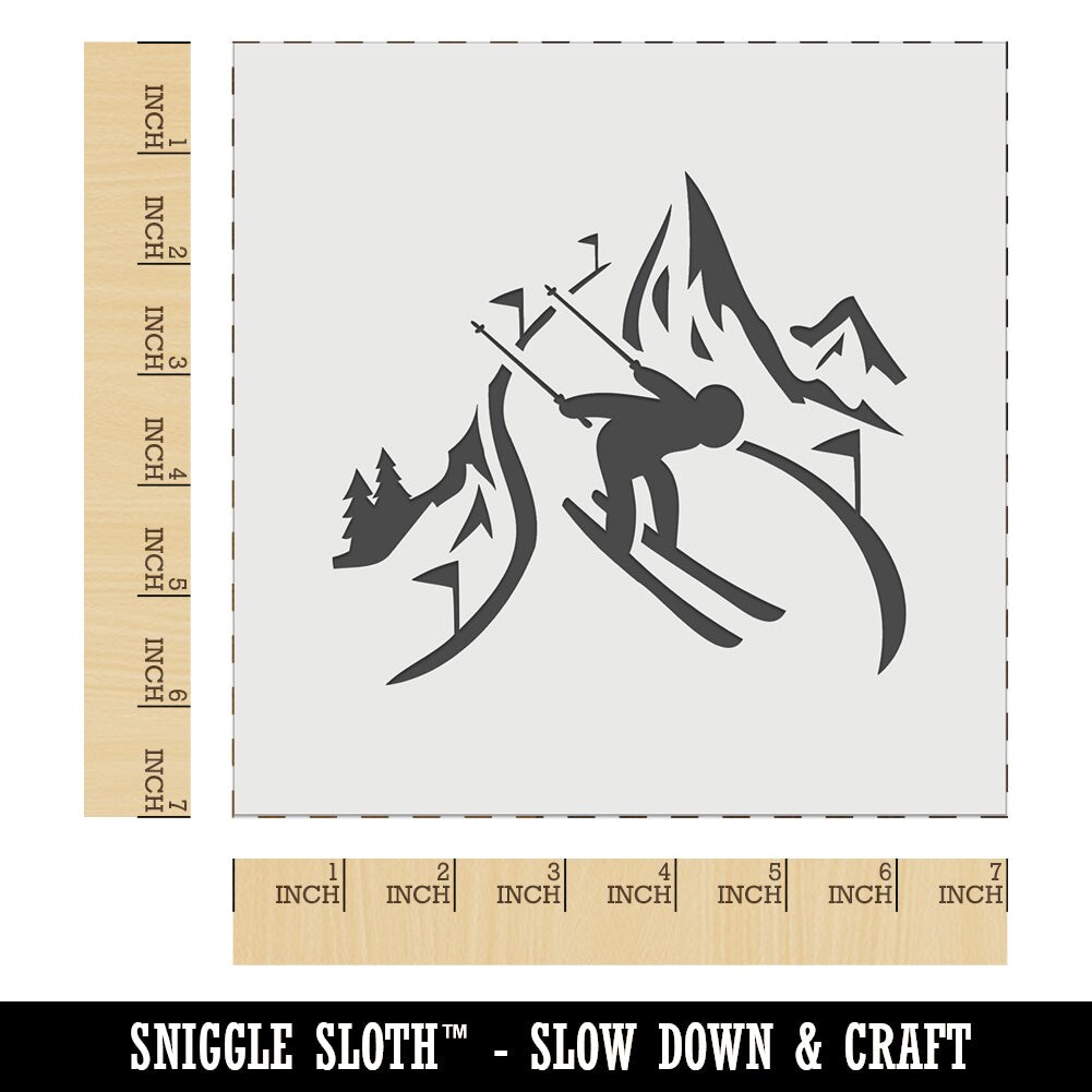 Skier Skiing Down Mountain Slopes Wall Cookie DIY Craft Reusable ...
