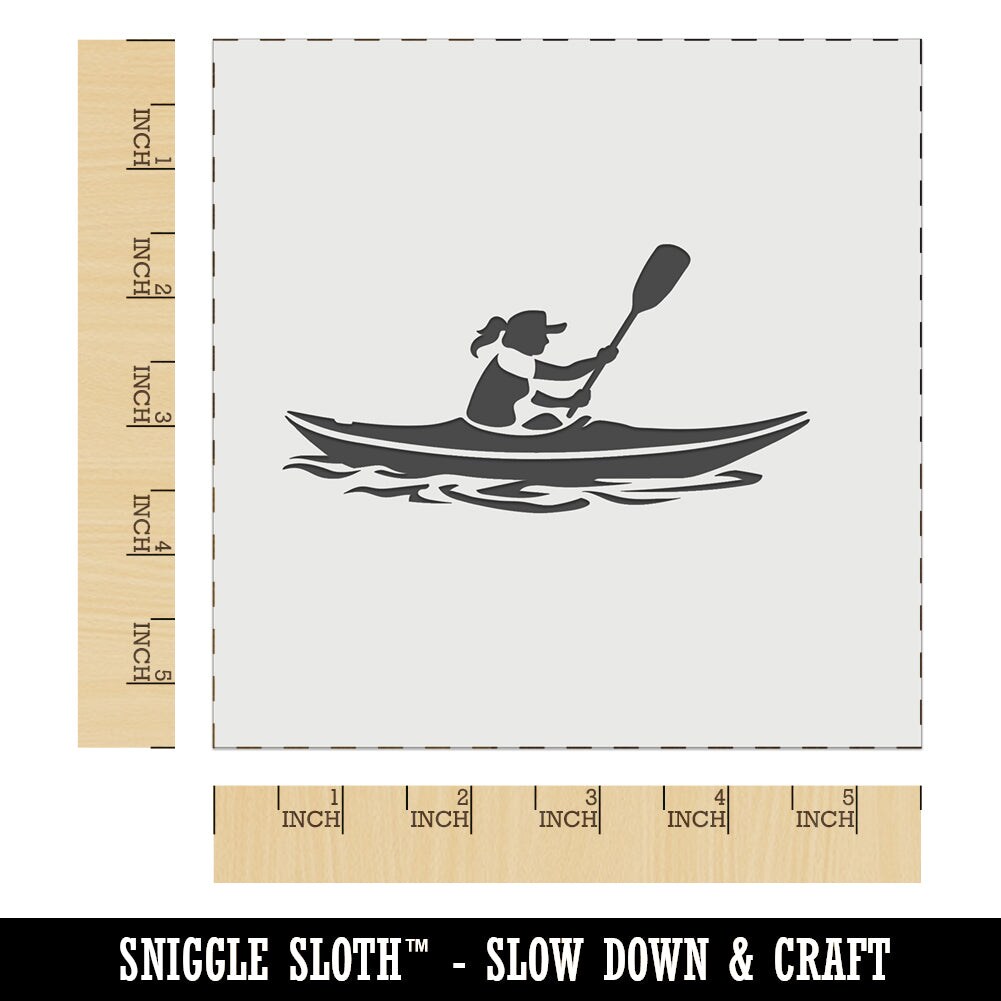 Woman Paddling Kayak Side View Wall Cookie DIY Craft Reusable Stencil ...