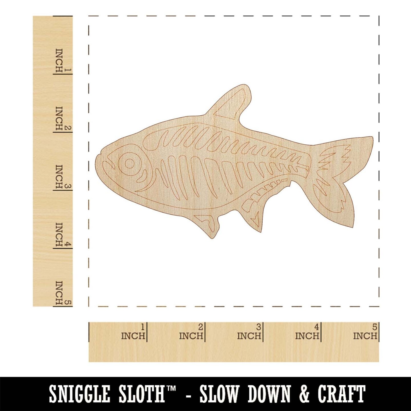 X-Ray Tetra Skeleton Fish Unfinished Wood Shape Piece Cutout for DIY ...