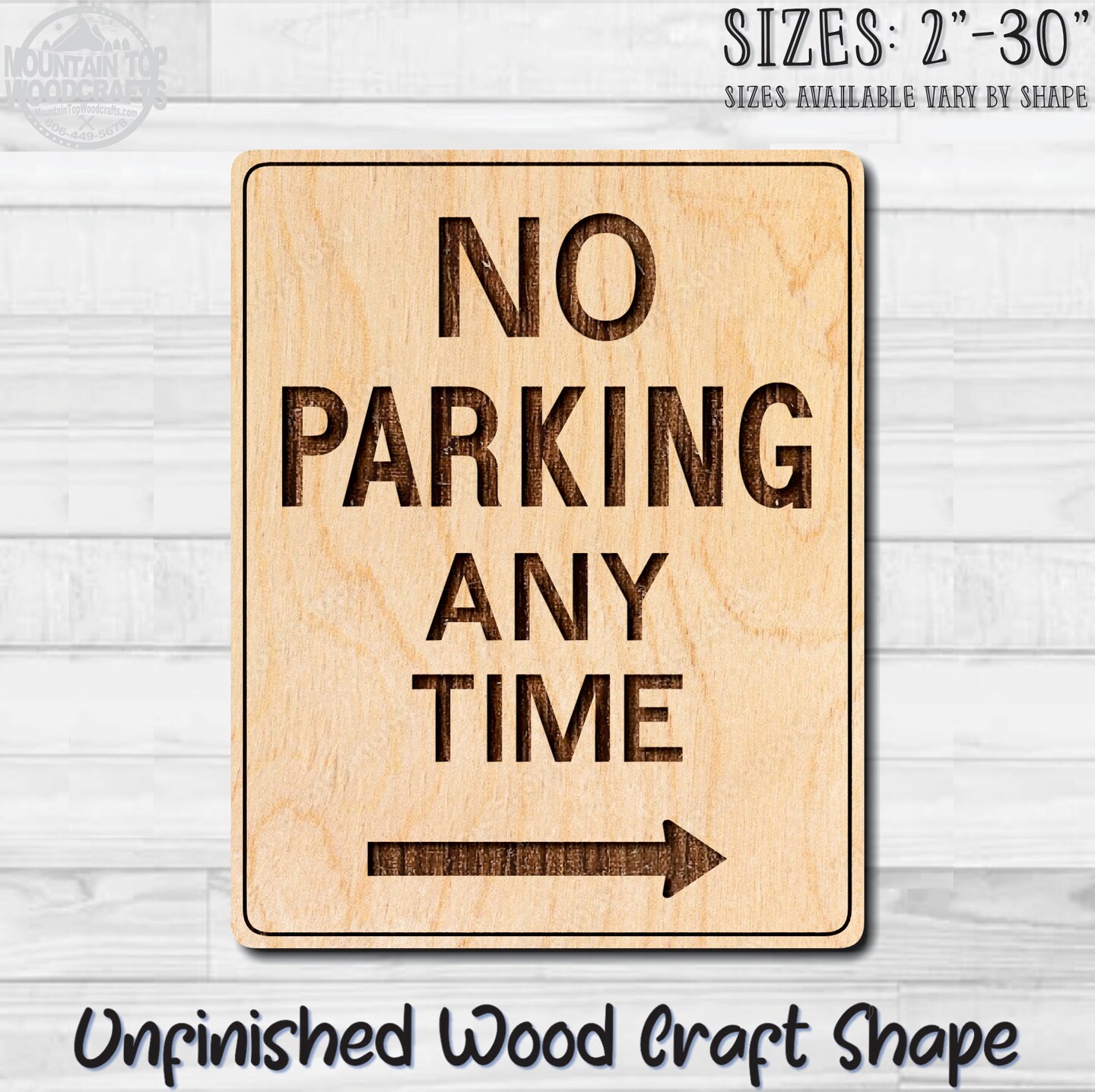 No Parking Right Arrow Traffic Road Sign Unfinished Wood Shape Blank ...