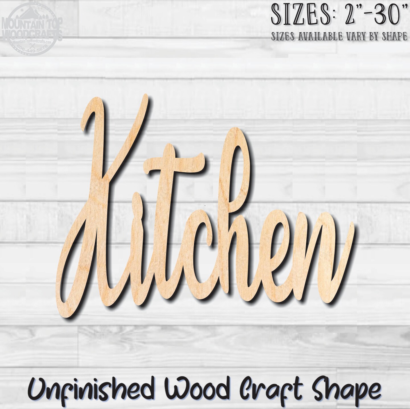 Kitchen Word Unfinished Wood Shape Blank Laser Engraved Cutout ...