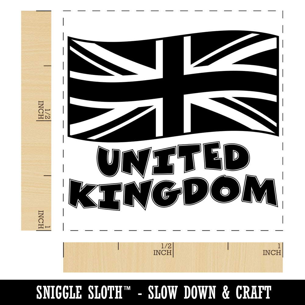 United Kingdom with Waving Flag Union Jack Cute Self-Inking Rubber ...