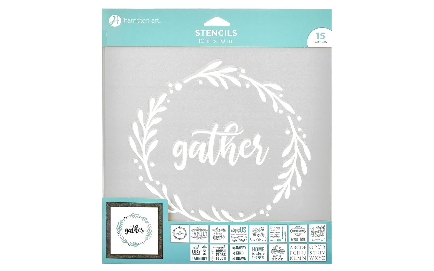 Hampton Art Stencil 10" x 10" Gather set, 15 unique plastic stencils ...