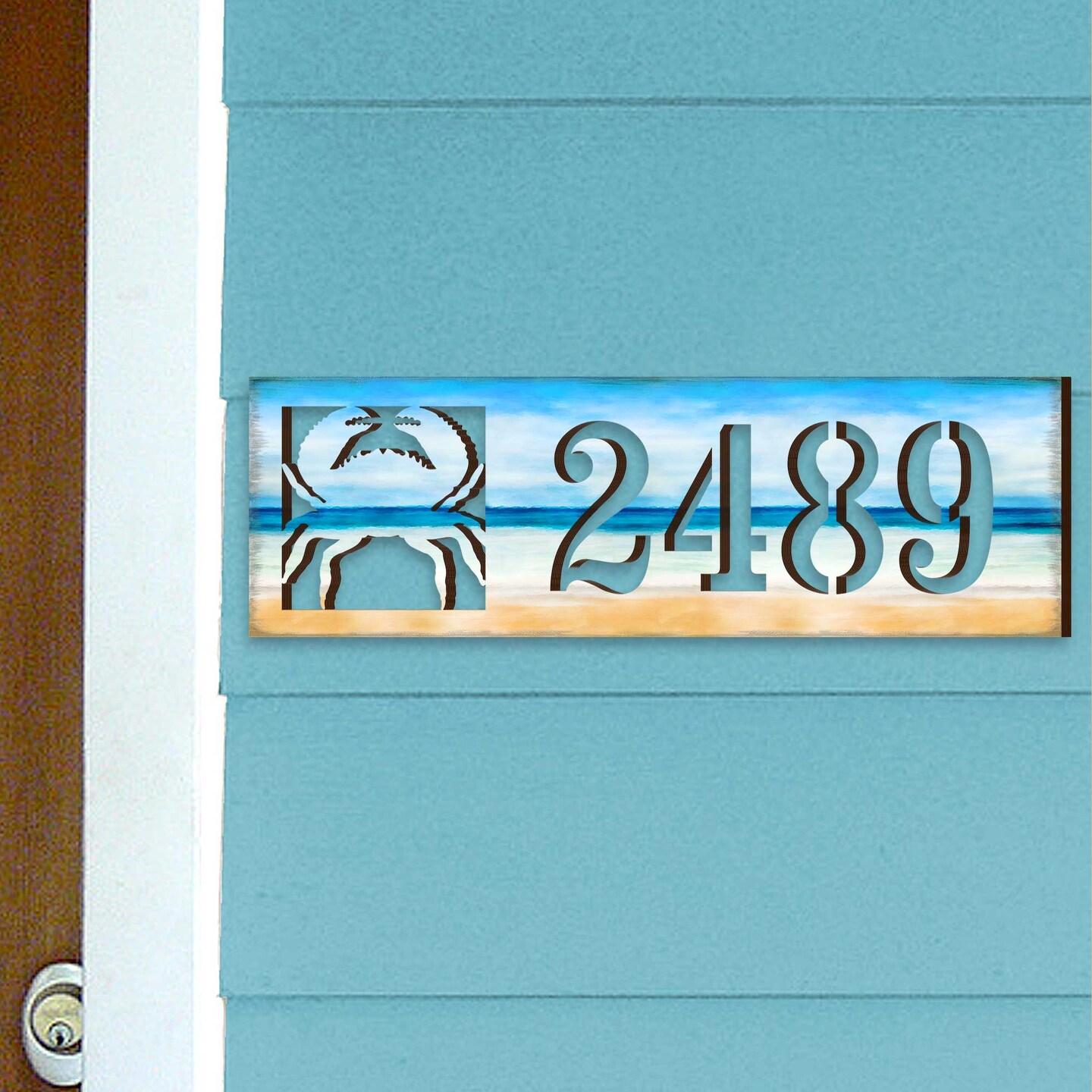 Crab Wooden Cottage Number Plaque | Address sign | Beach House Numbers ...