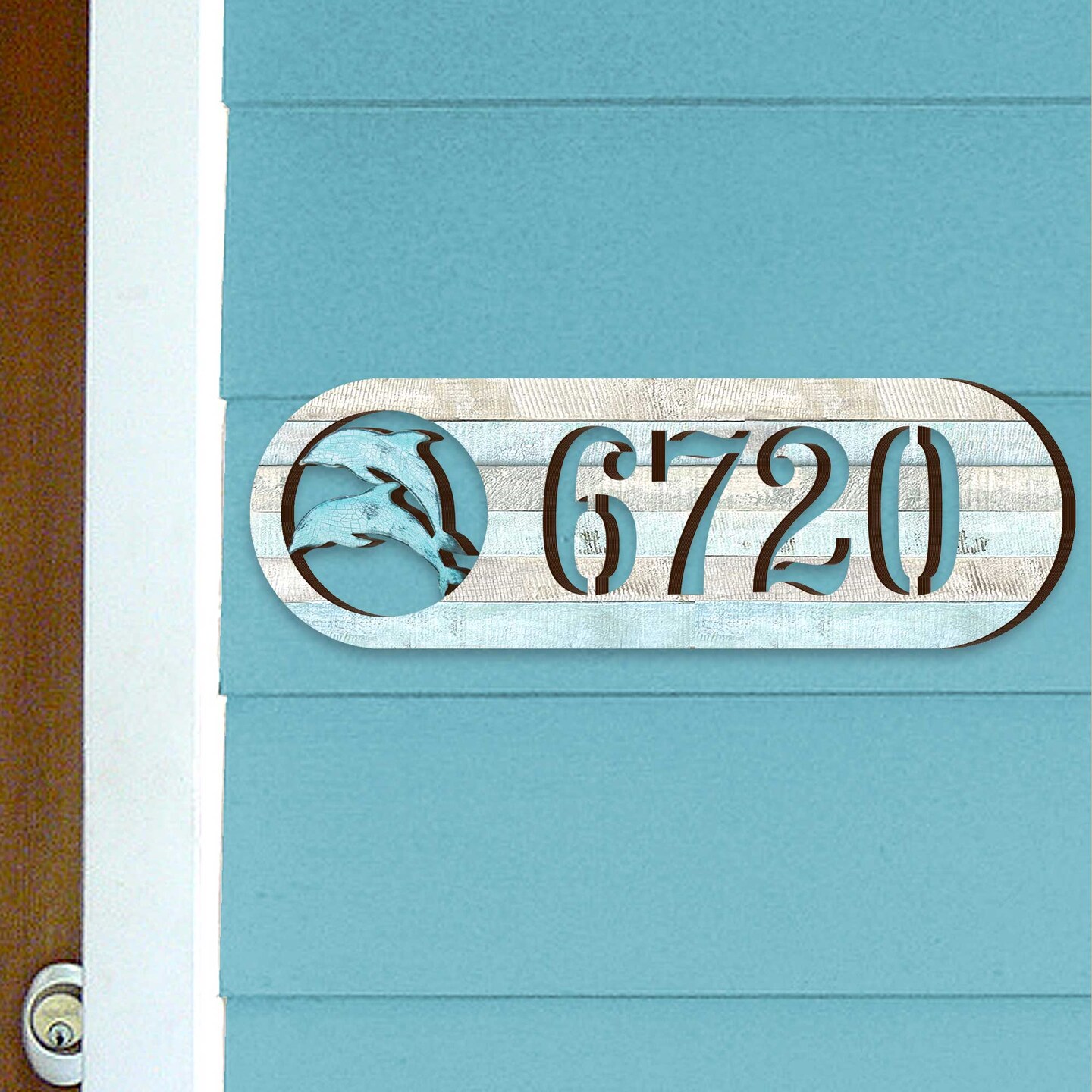 Dolphins Wooden House Door Plaque | Address sign | Beach House Numbers ...
