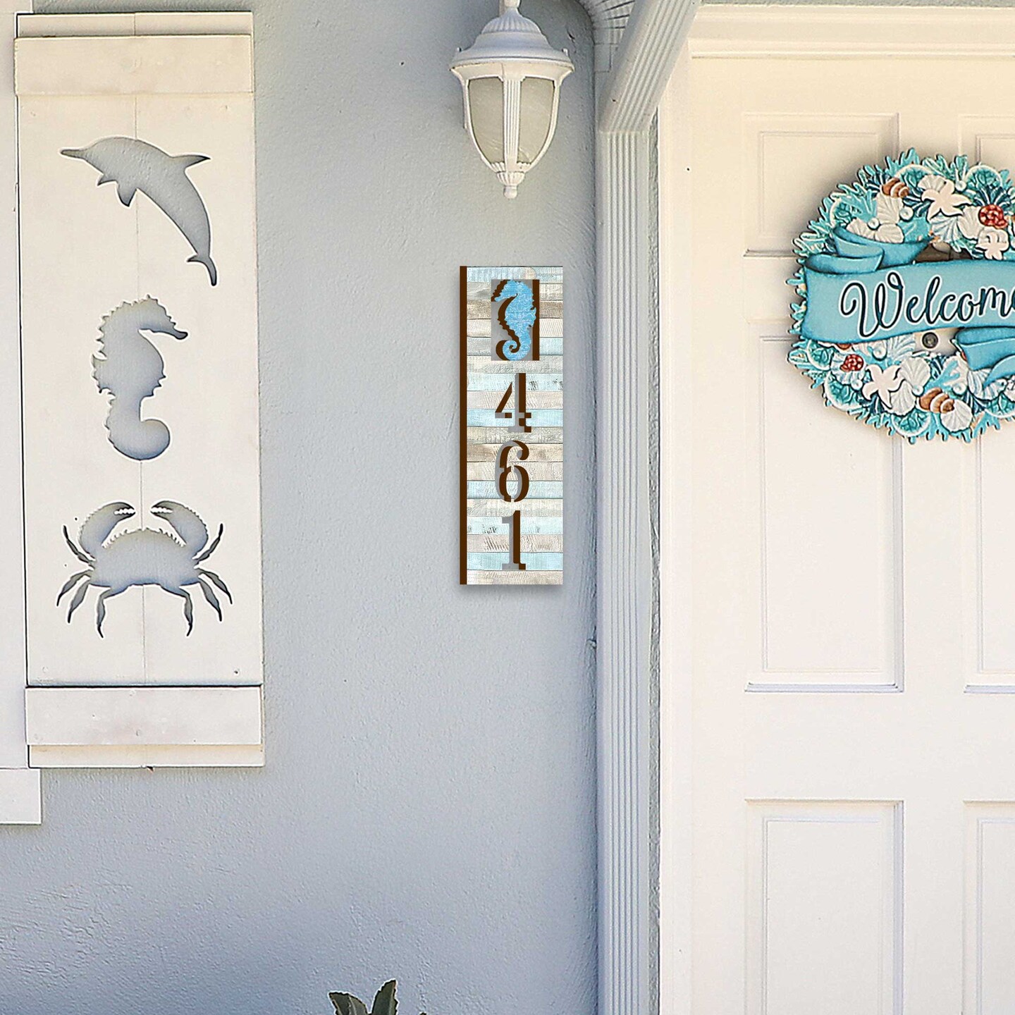 Seahorse Wooden House Number Plaque | Address sign | Address House ...