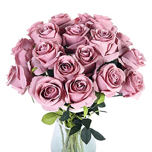Luyue Artificial Rose Flowers 10 Pack Fake Silk Roses with Long Stems ...