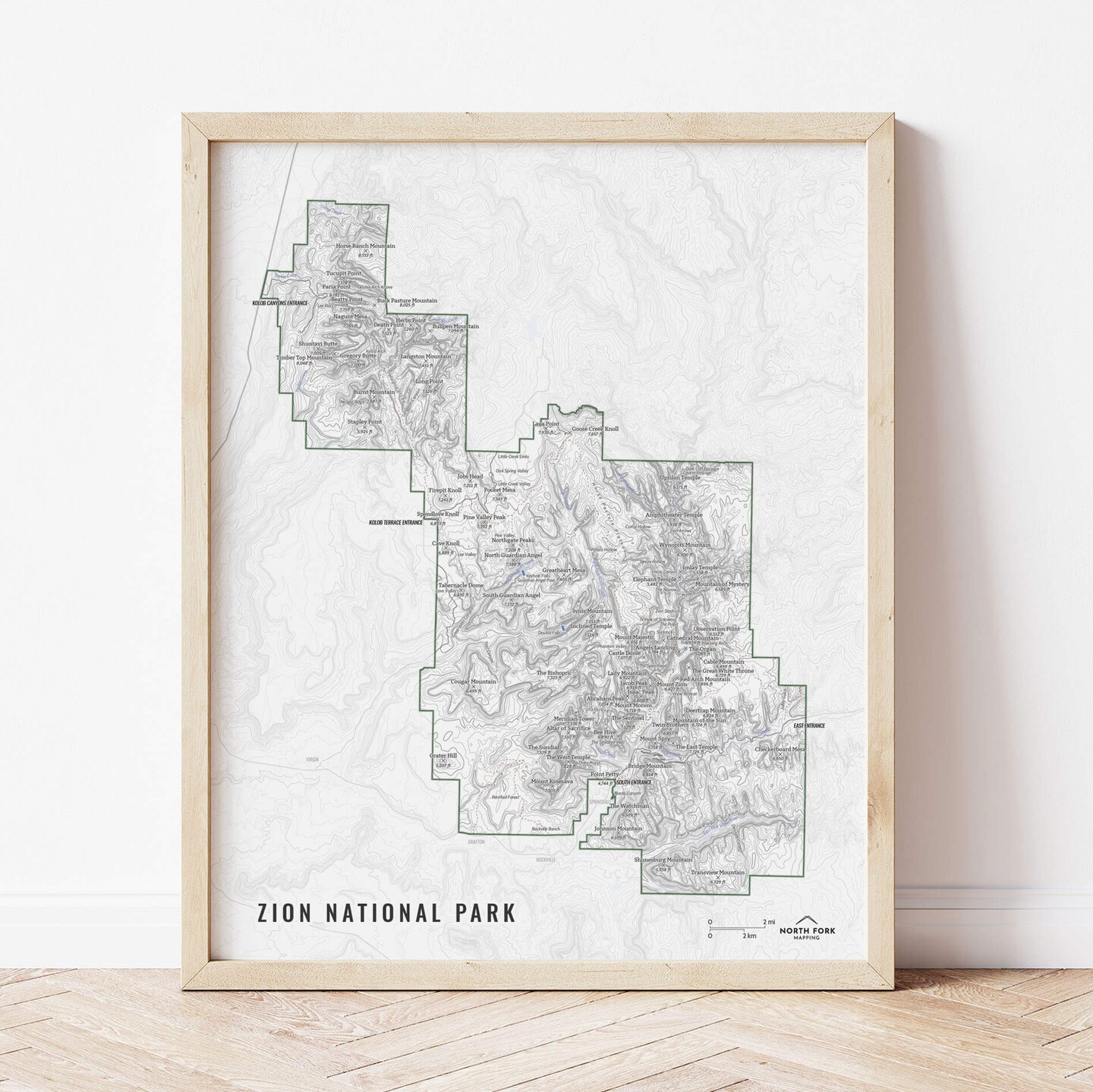 Zion National Park Map, Zion Poster, Zion Wall Art, Zion NP, The ...