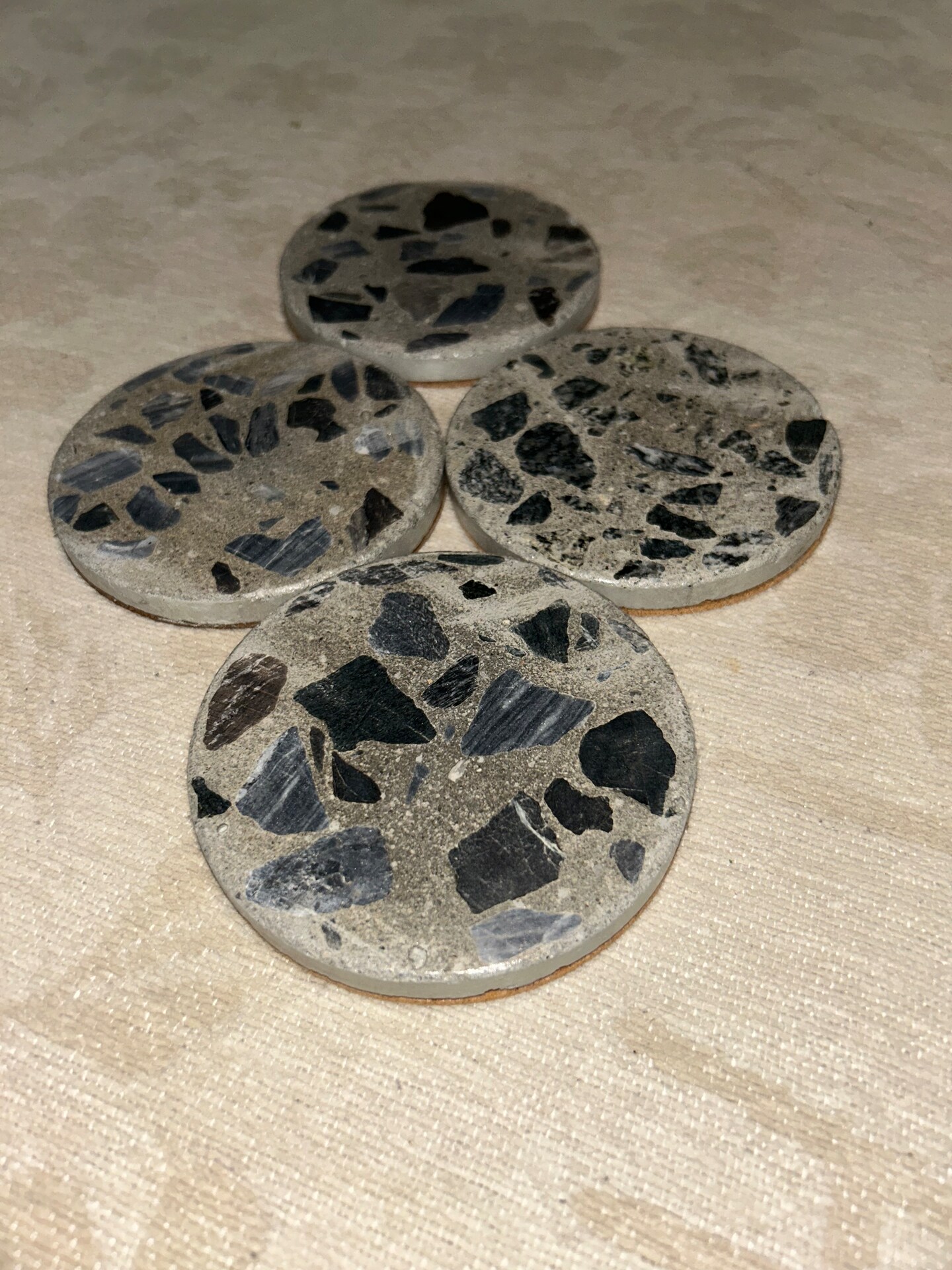 Concrete Coasters (4) with Authentic Rock detail and Cork bottom- 4 ...