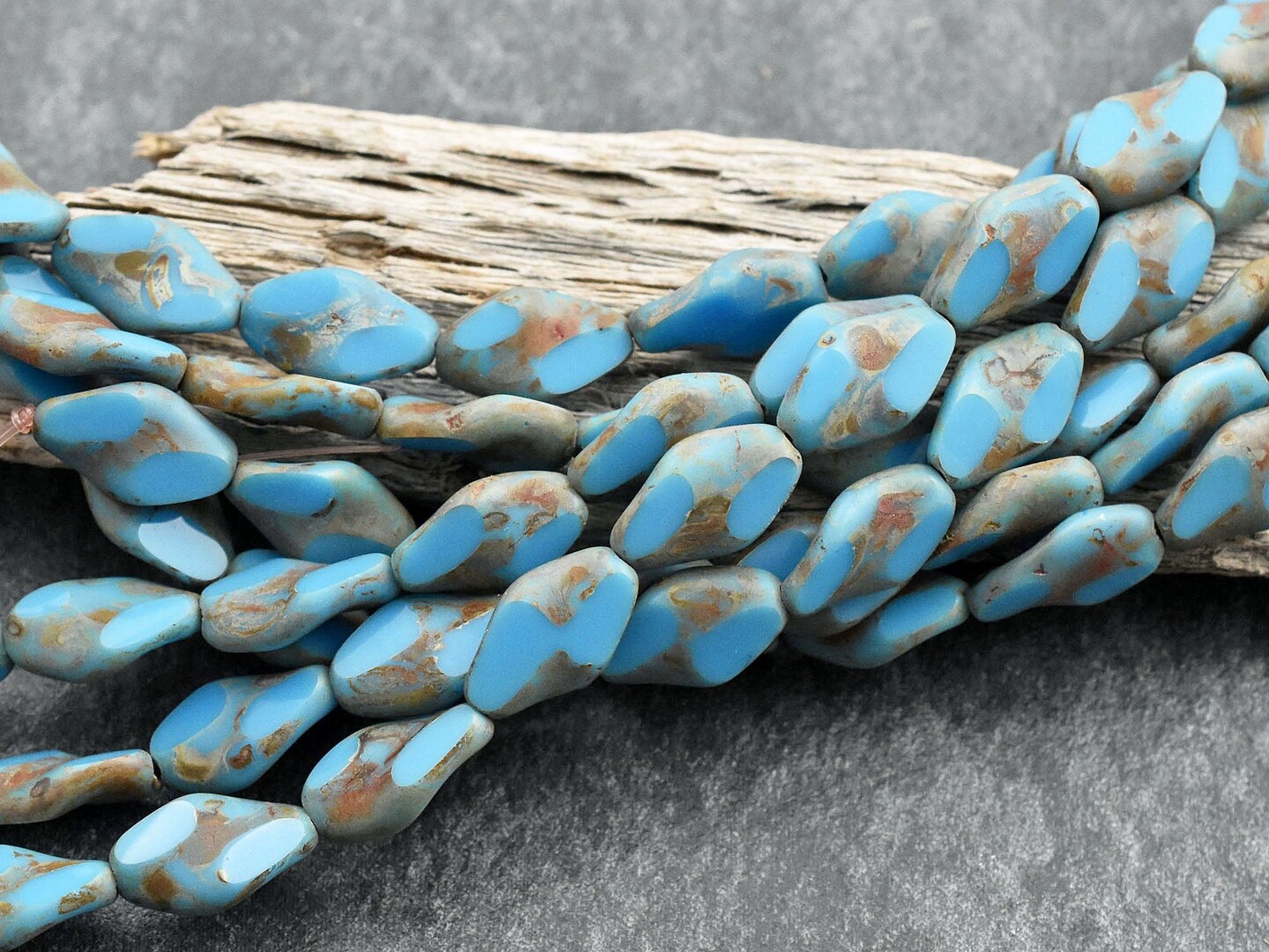 *16* 12x8mm Opaque Blue Turquoise Picasso 2 Cut Diamond Beads | Michaels