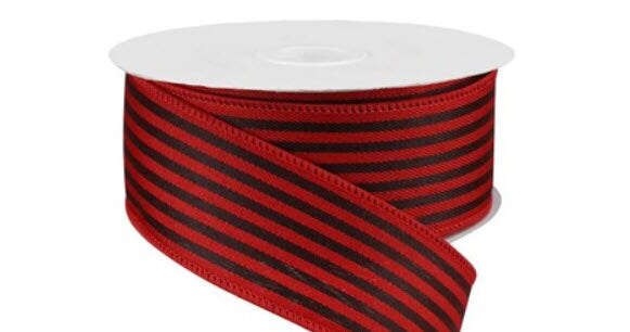Red and Black Vertical Striped Wired Ribbon - Bold Contrast for ...