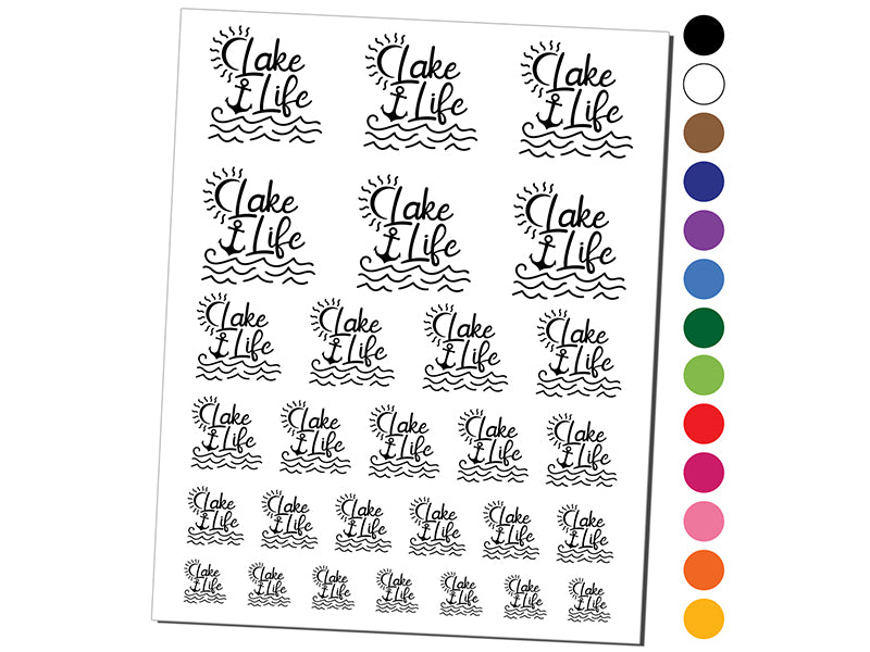 Lake Life with Anchor Temporary Tattoo Water Resistant Fake Body Art ...