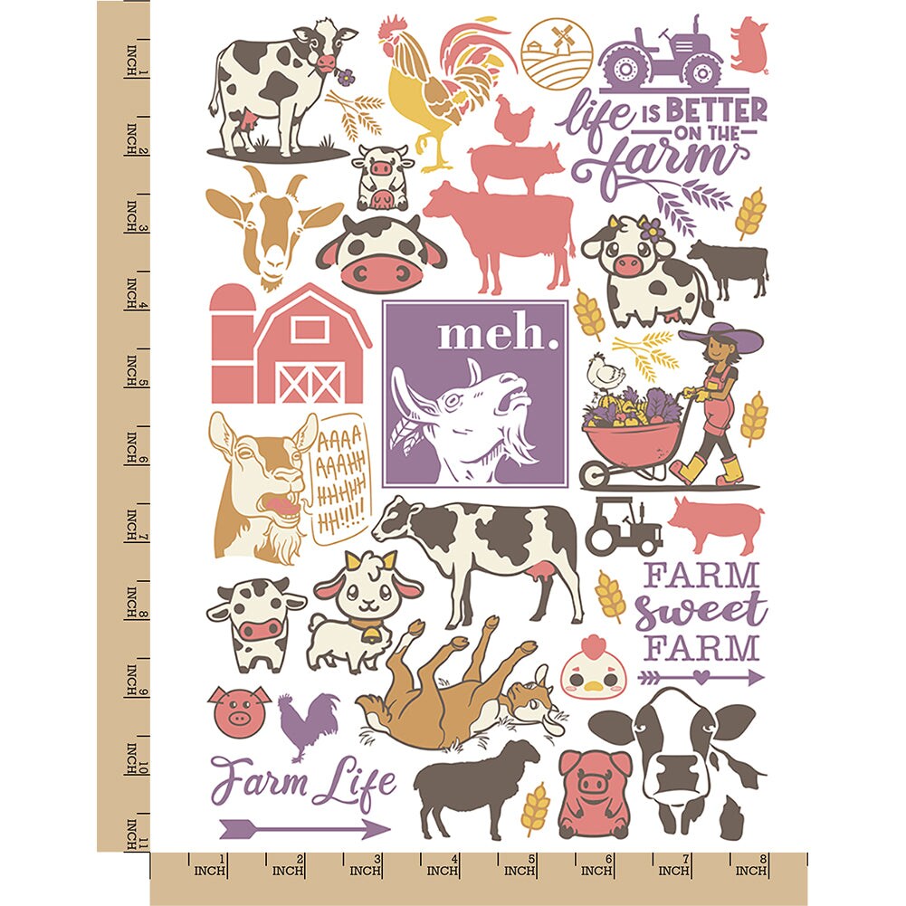 Farm Animals Cow Pig Goat Temporary Tattoo Water Resistant Fake Body ...