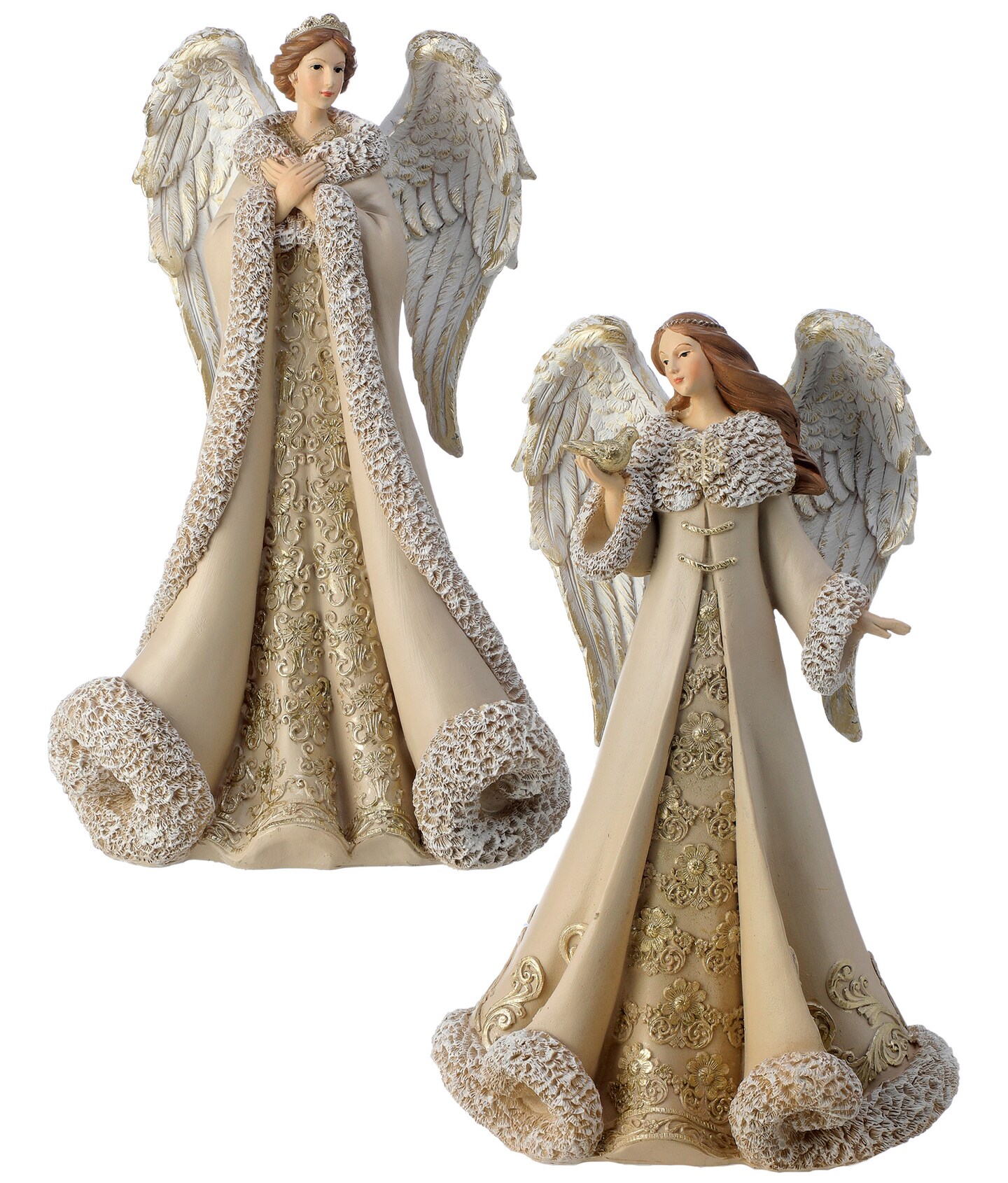 Contemporary Home Living Set of 2 Champagne Opulence Angel Tabletop ...