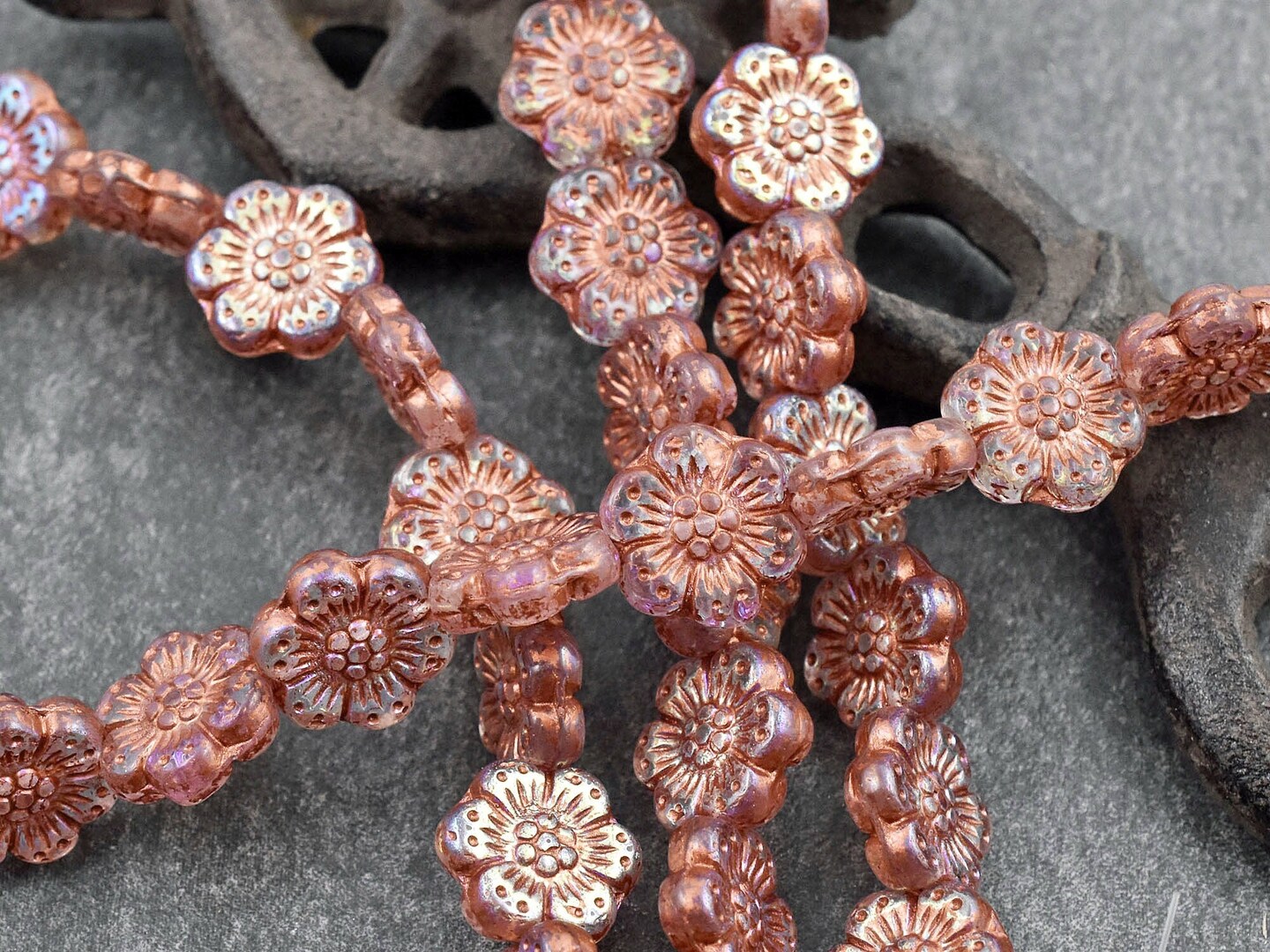 *9* 14mm Copper AB Washed Crystal Wildflower Beads | Michaels