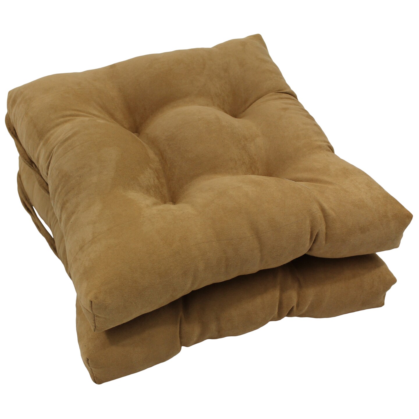 16-inch Solid Micro Suede Square Tufted Chair Cushions (Set of 2 ...