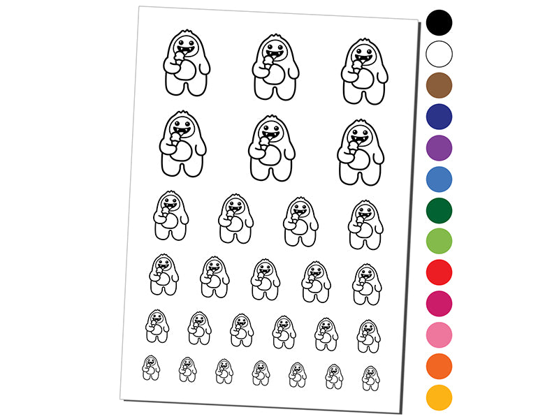 Yeti Abominable Snowman Eating Ice Cream Temporary Tattoo Water ...