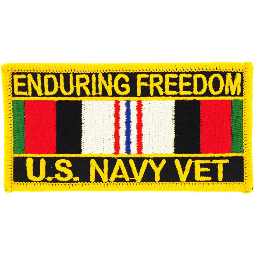 Eagle Emblems Patch-Enduring Freedom US Navy Service Ribbon (4"X2-1/8 ...
