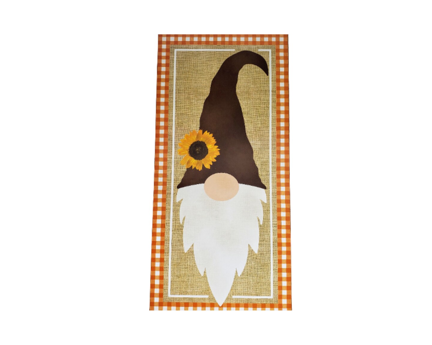 12.5"H x 6"L MDF Fall Gnome with Check Border Sign - White, Orange ...