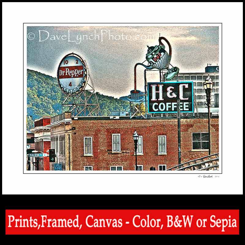 VA Signs Dr Pepper and H and C Coffee Roanoke VA Virginia Map Skyline ...