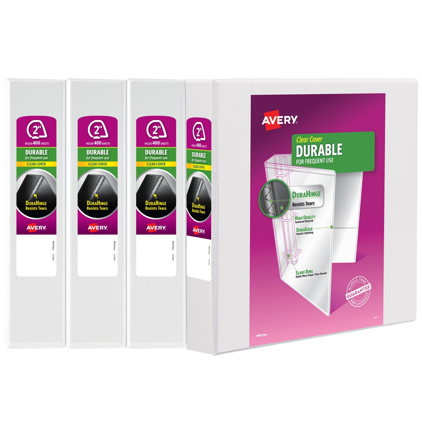 Avery Durable Clear View 3 Ring Binders, 2 Inch EZD Rings, 4-Pack of ...