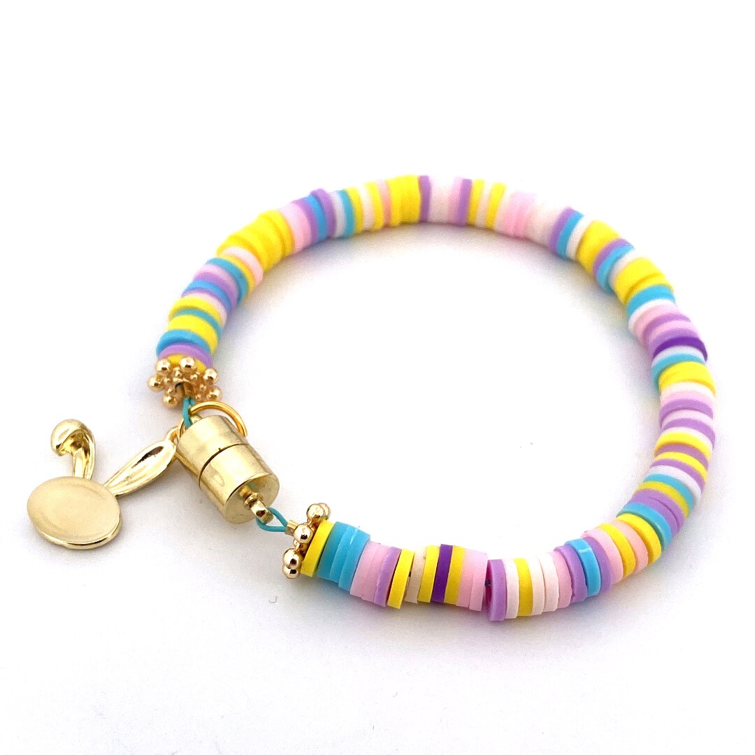 Easter Bunny Beaded Bracelet, Spring Jewelry, Pastel Colors, Charm ...