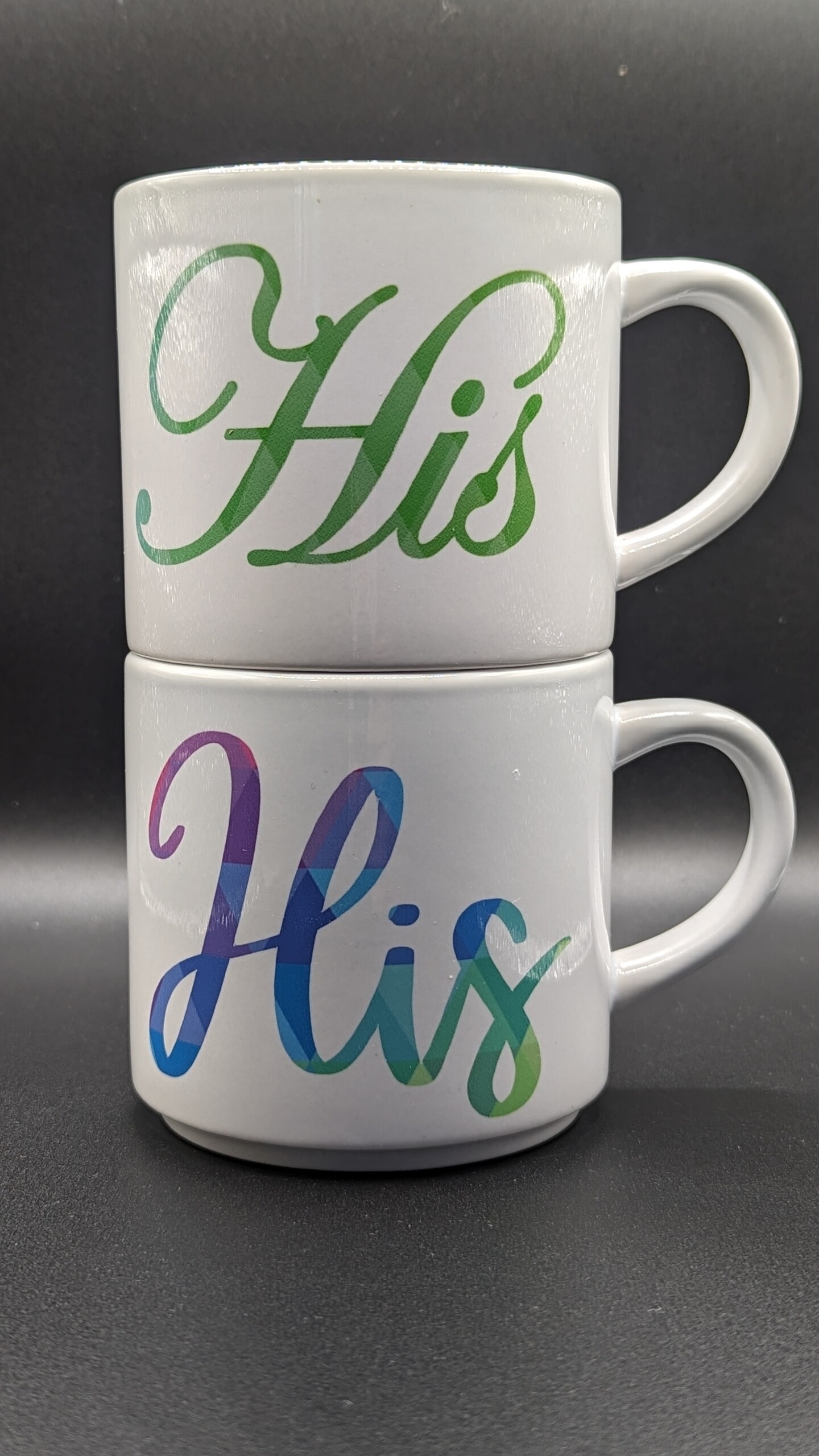 "His and His" stacking sublimated mug set | MakerPlace by Michaels