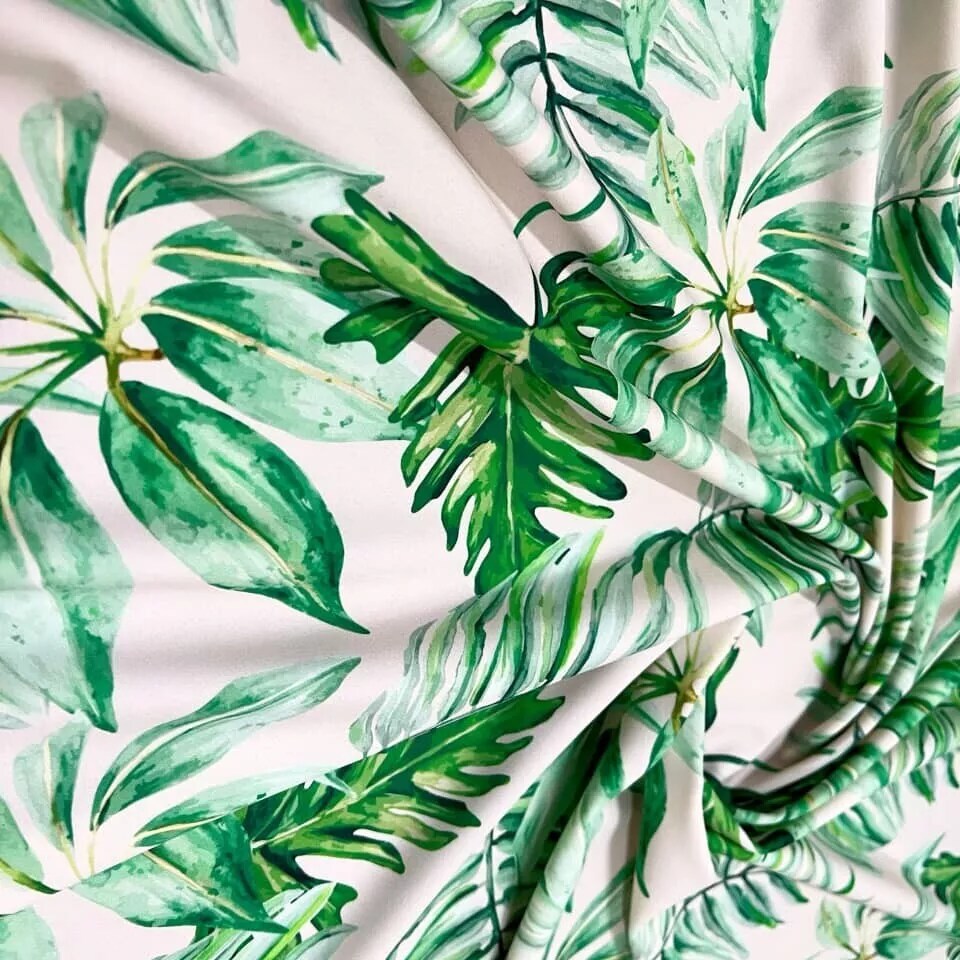 Kitcheniva Stretch Fabric Vintage Green Leaves Print | Michaels