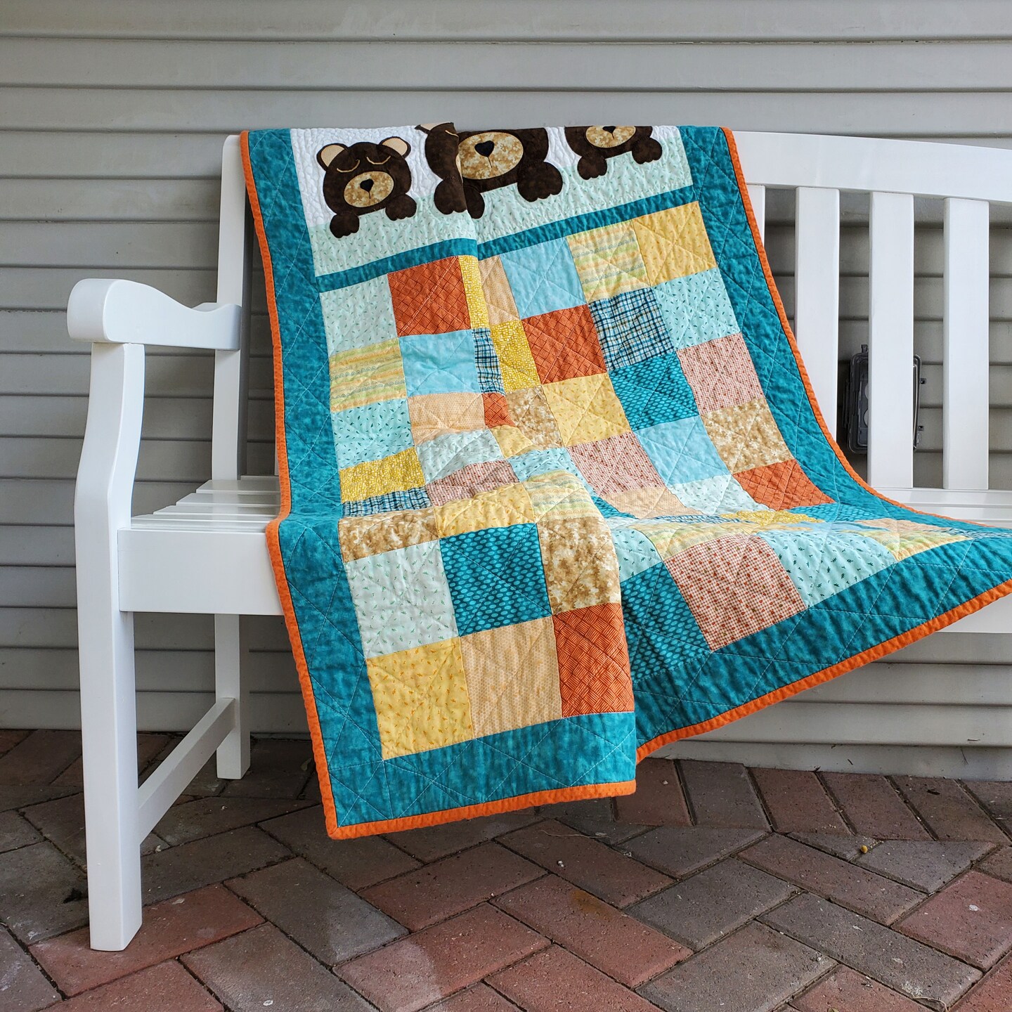 Kid's Patchwork Quilt With Appliqued Teddy Bears | MakerPlace by Michaels