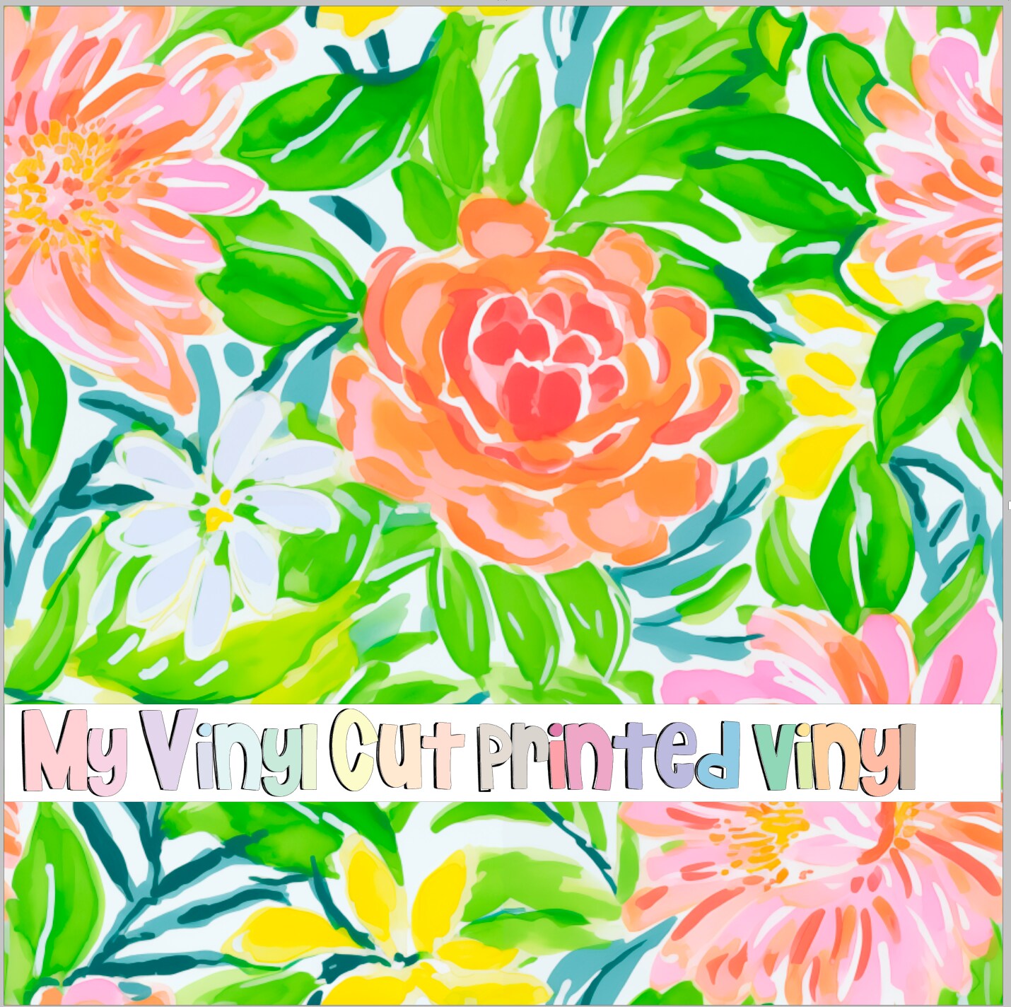 12 x 12 inch Sheet of Printed Vinyl or HTV in the Preppy Floral I ...