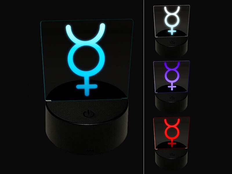 Mercury Unisex Gender Symbol 3D Illusion LED Night Light Sign ...