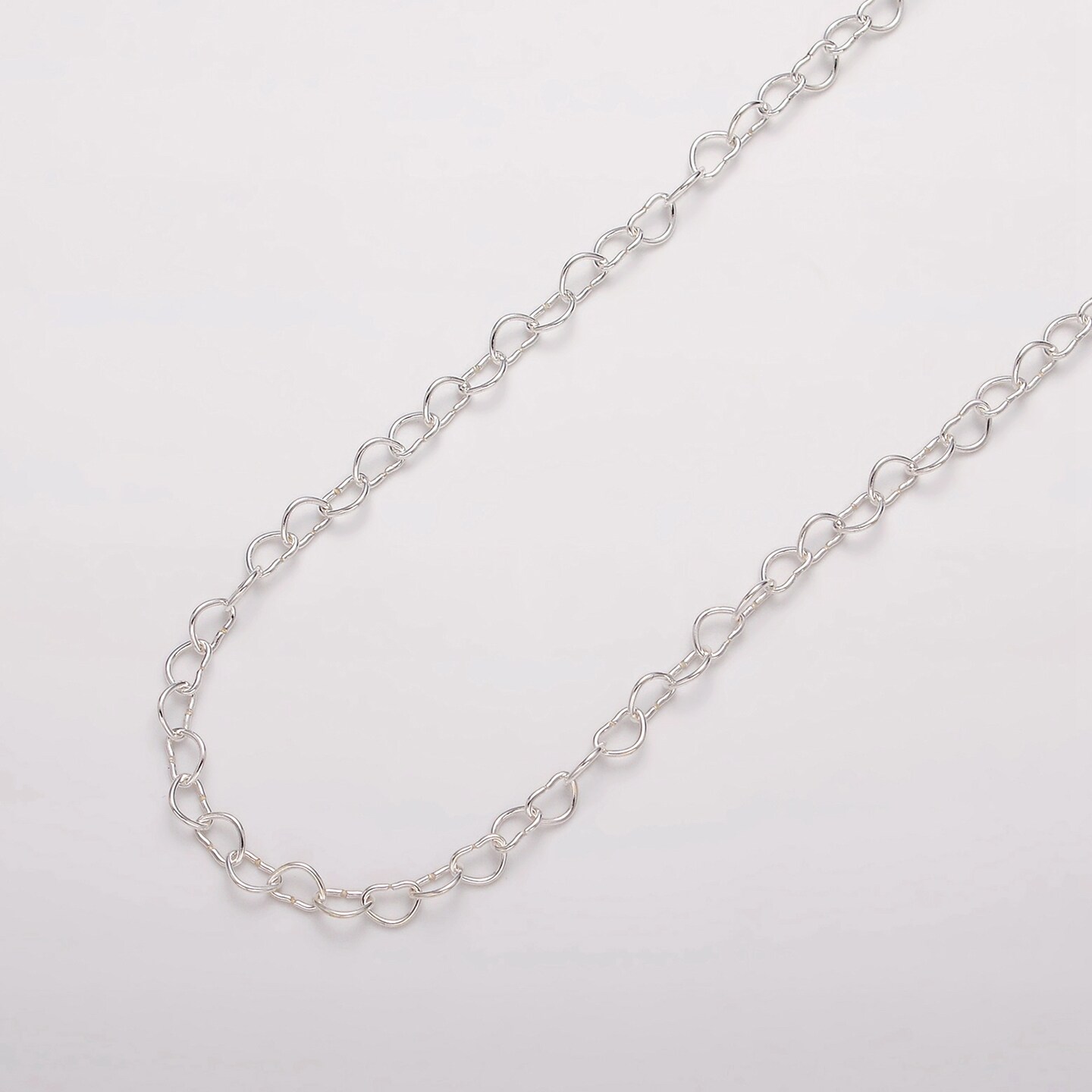 925 Sterling Silver Heart Link Chain by Yard 2.8mm heart link chain ...