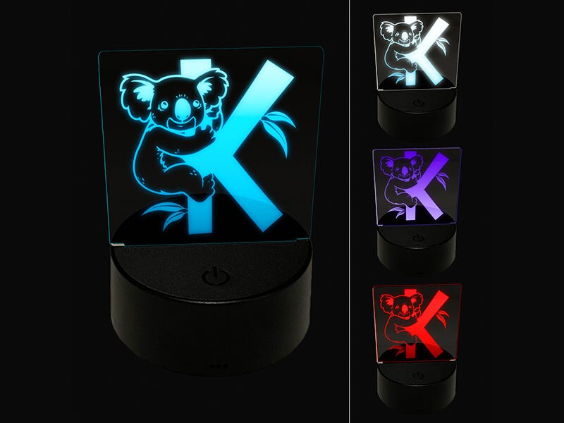 Animal Alphabet Letter K for Koala 3D Illusion LED Night Light Sign ...