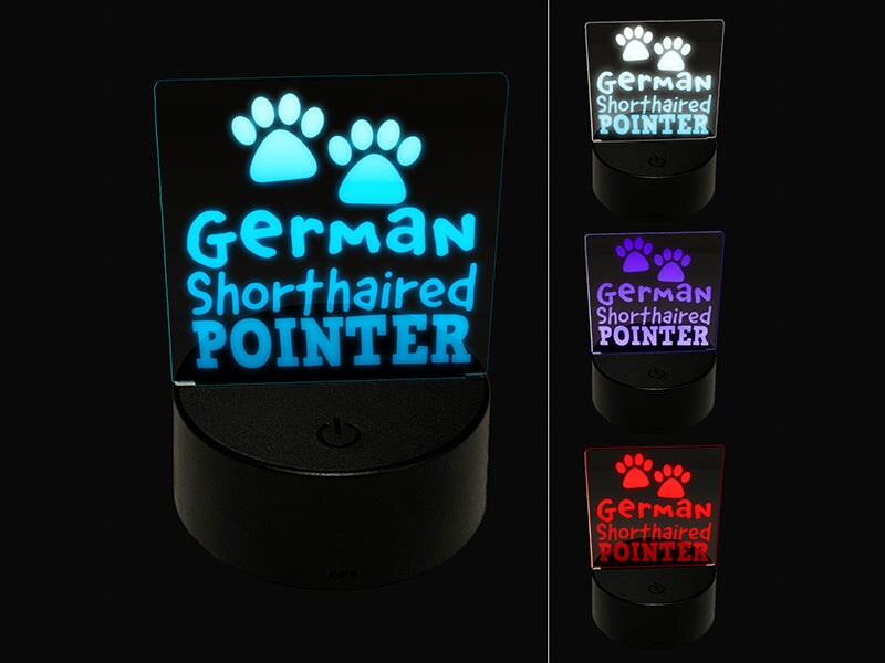 German Shorthaired Pointer Dog Paw Prints Fun Text 3D Illusion LED ...