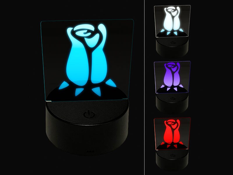 Rose Bud Flower 3D Illusion LED Night Light Sign Nightstand Desk Lamp ...