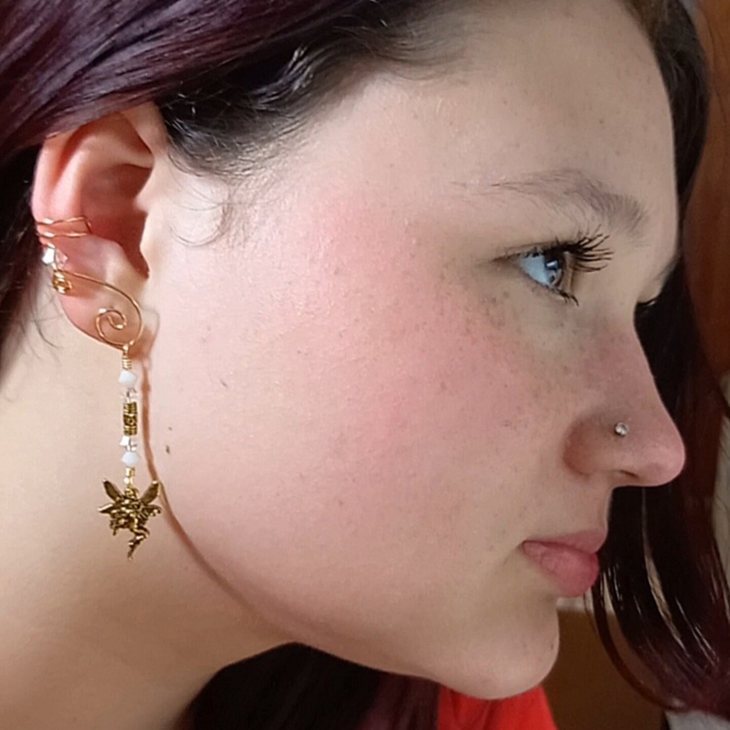 Celtic Fairy Dangle Ear Cuff 2 in 1 No Pierce Clip On Earrings ...