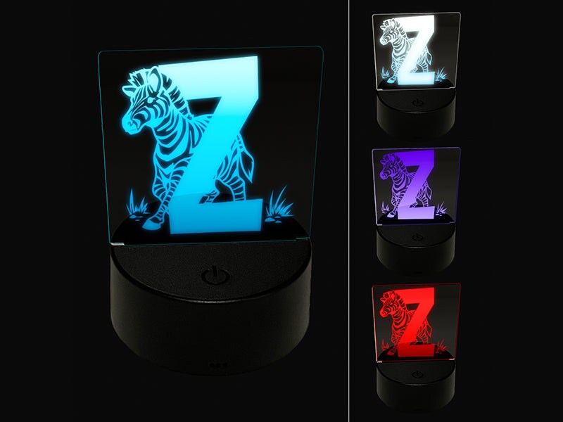 Animal Alphabet Letter Z for Zebra 3D Illusion LED Night Light Sign ...