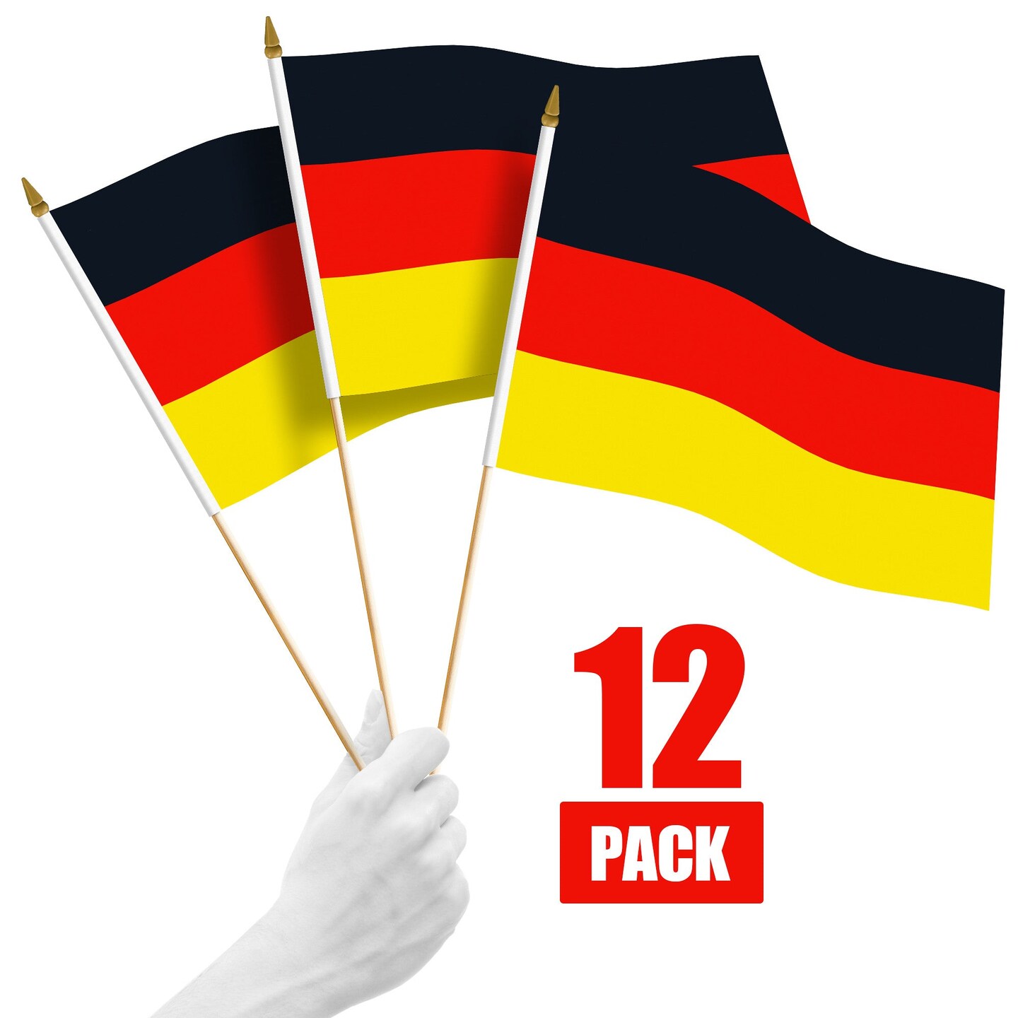 G128 12 Pack Handheld Germany German Stick Flags | 12x18 In | Printed ...