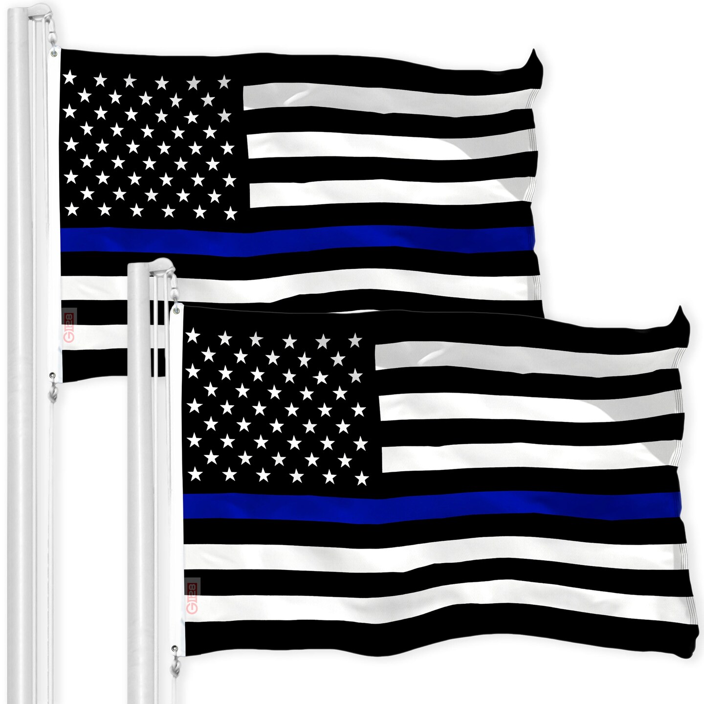 Thin Blue Line American Flag 3x5 Ft 2-Pack Printed 150D Polyester By ...
