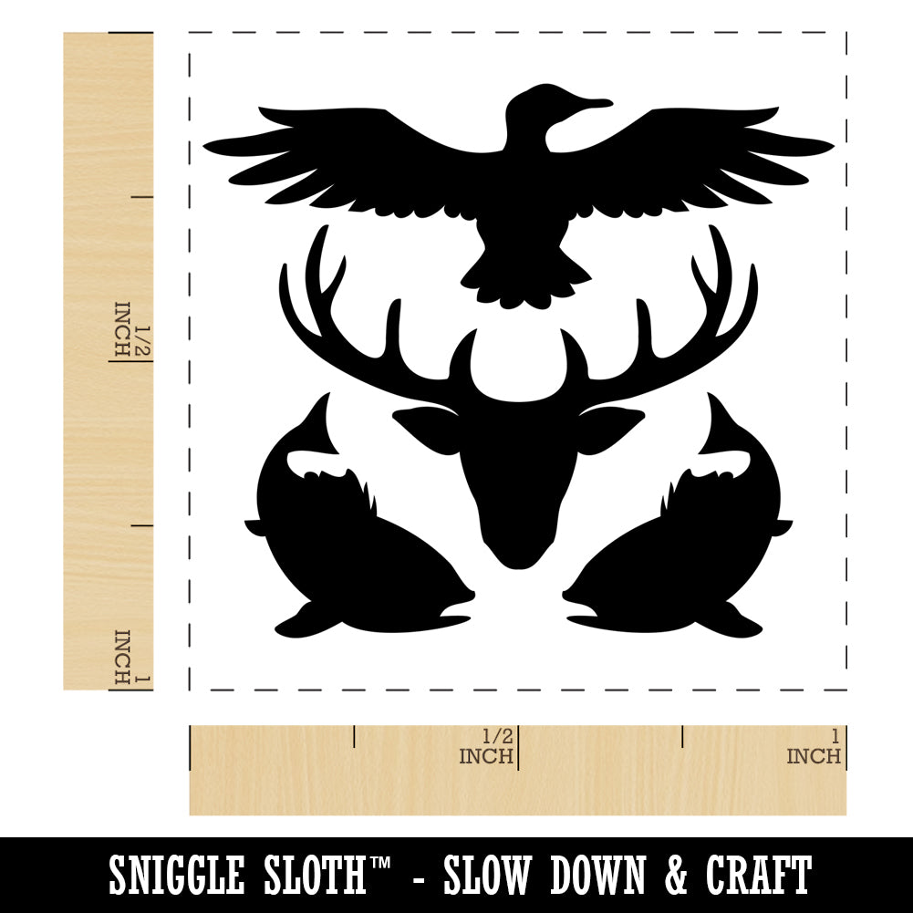 Hunter Deer Fish Duck Hunting Fishing Self-Inking Rubber Stamp Ink ...